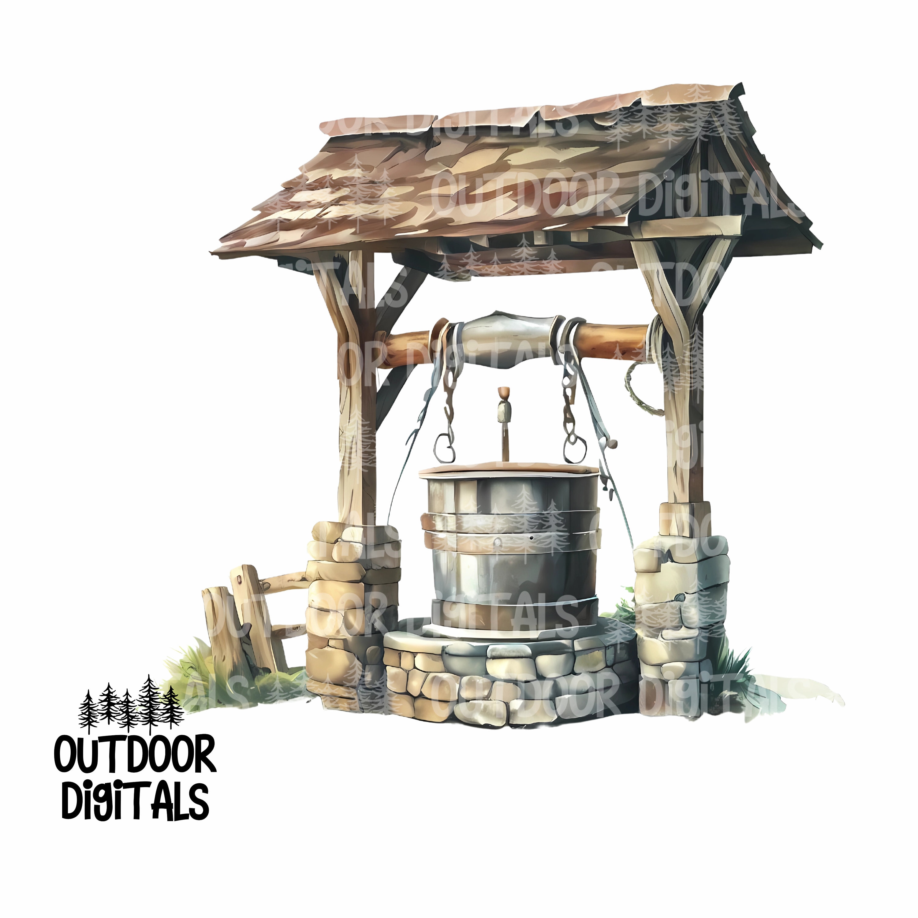 Old Water Well PNG Watercolor Old Water Well Clipart Water - Etsy