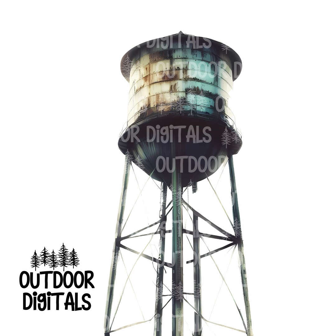 Old Water Tower PNG, Watercolor Water Tower Clipart, Water Tower Wall ...