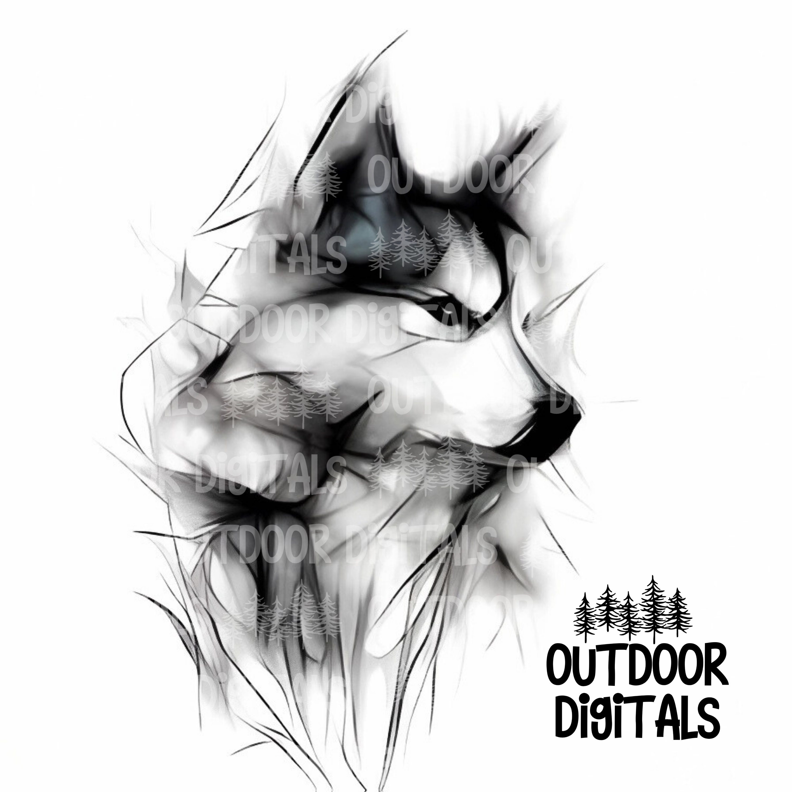 Husky PNG, Abstract Sketch Husky Clipart, Husky Wall Art, Husky ...