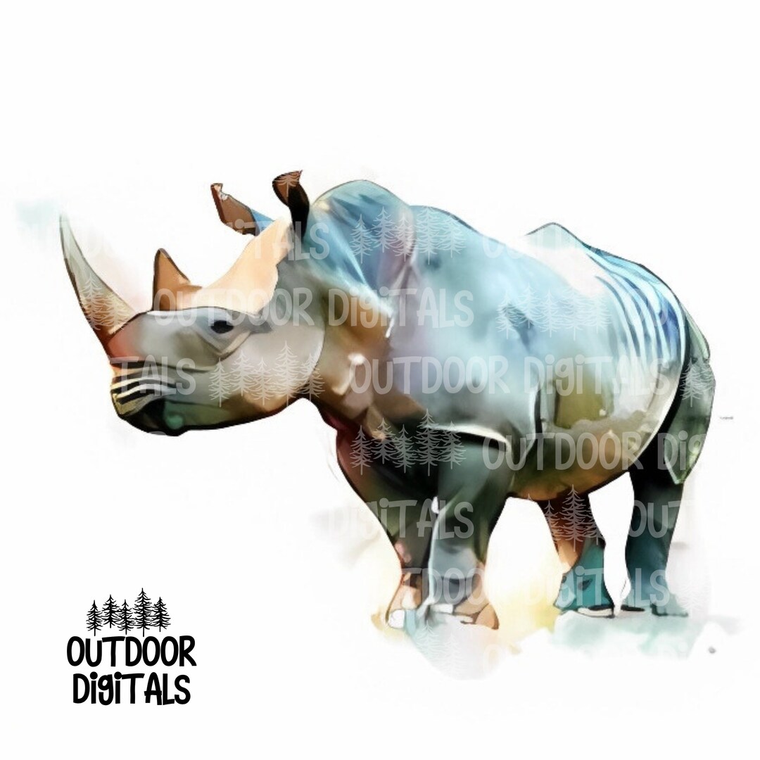 Rhino PNG, Watercolor Rhino Clipart, Rhino Wall Art, Rhino Nursery Art ...