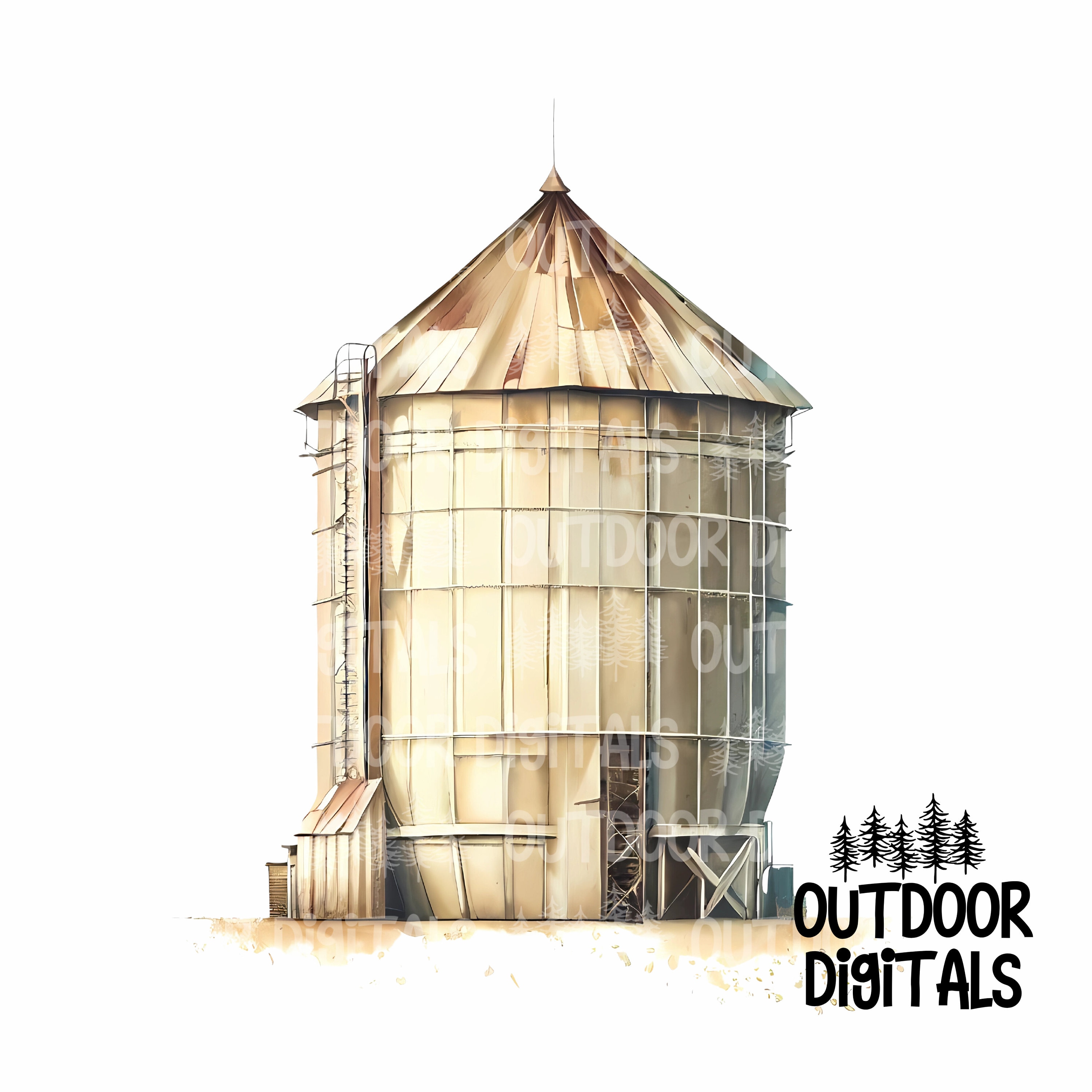 Grain Silo PNG, Watercolor Silo Clipart, Silo Wall Art, Silo ...