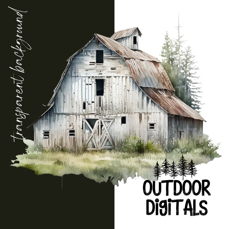 Rustic Old Barn PNG Watercolor Barn Clip Art Old Barn Wall - Etsy