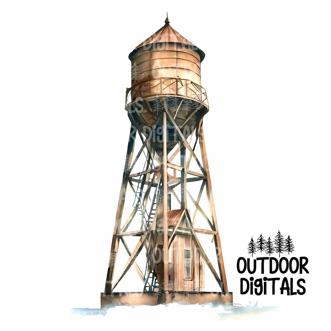 Old Water Tower PNG, Watercolor Water Tower Clipart, Water Tower Wall ...