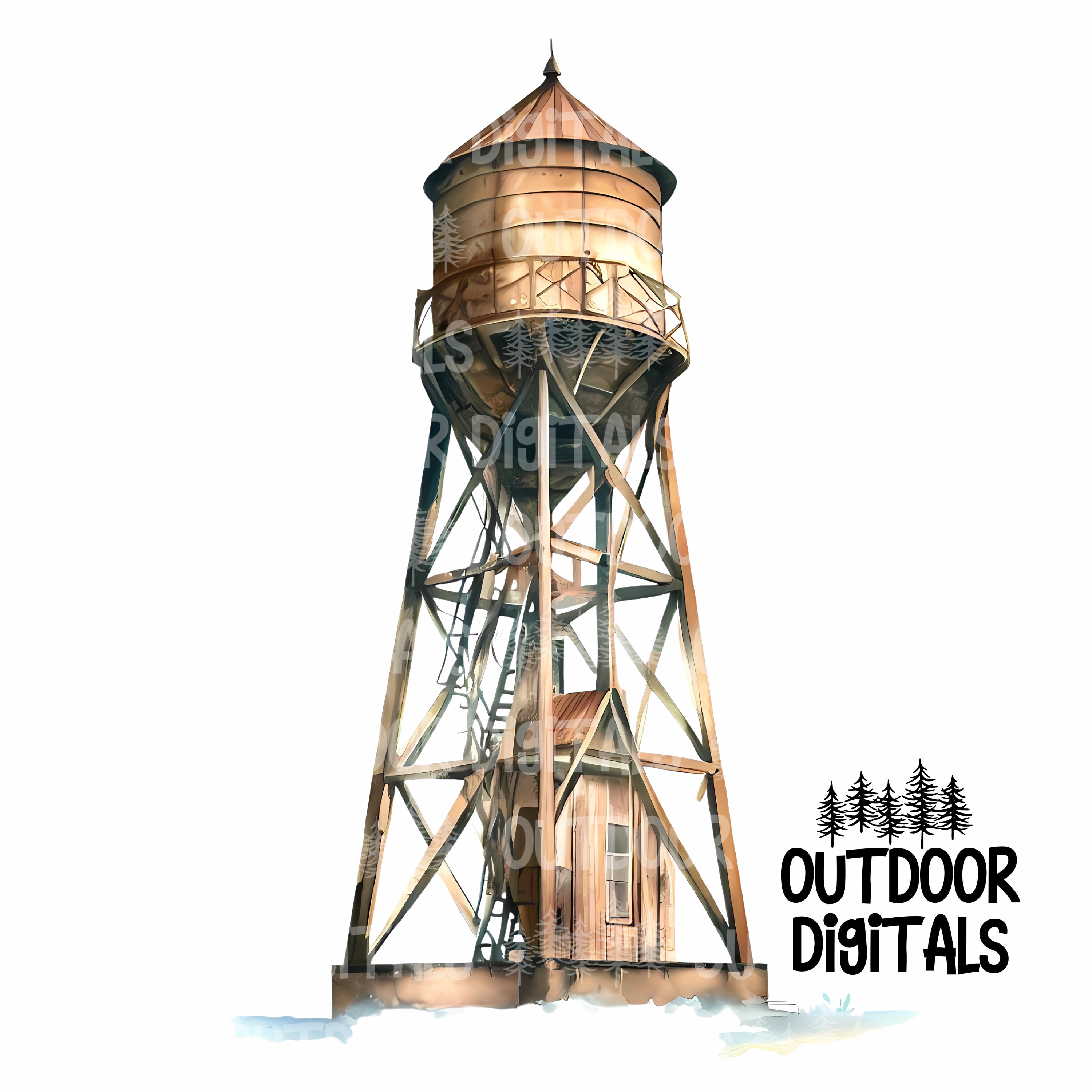 Old Water Tower PNG, Watercolor Water Tower Clipart, Water Tower Wall ...