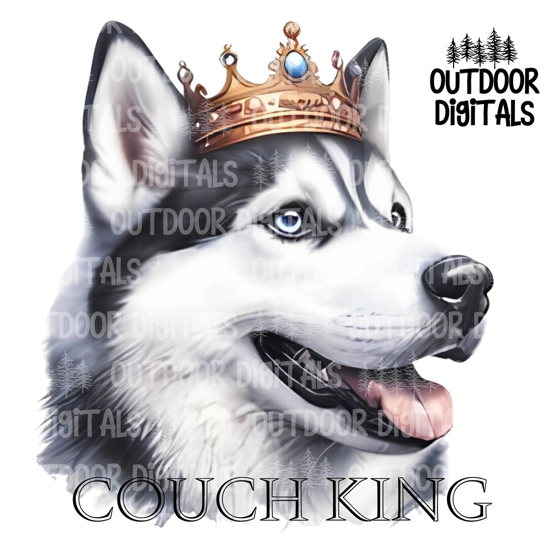 Husky Crown PNG, Watercolor Husky Couch King Clipart, Husky Wall ...