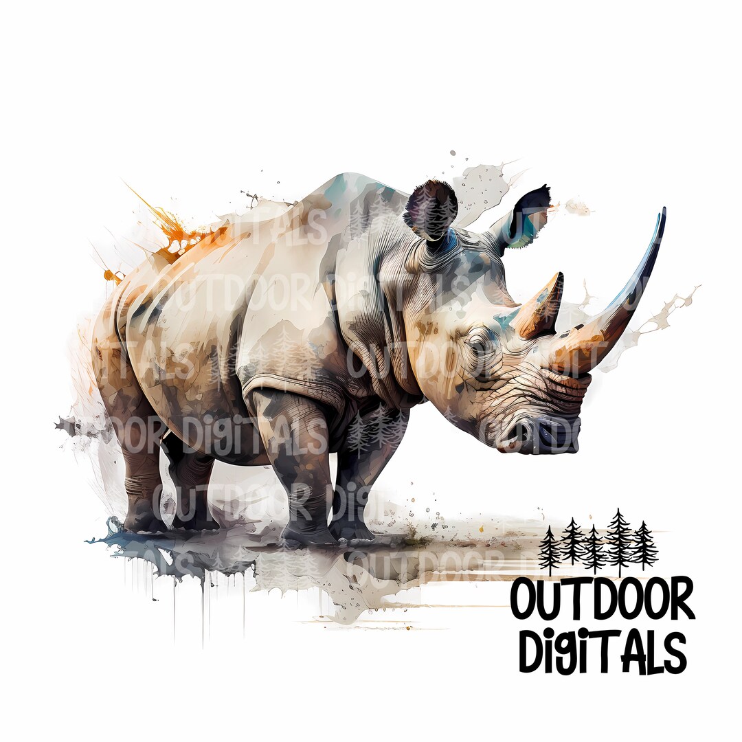 Rhino PNG Watercolor Rhino Clipart Rhino Wall Art Rhino - Etsy