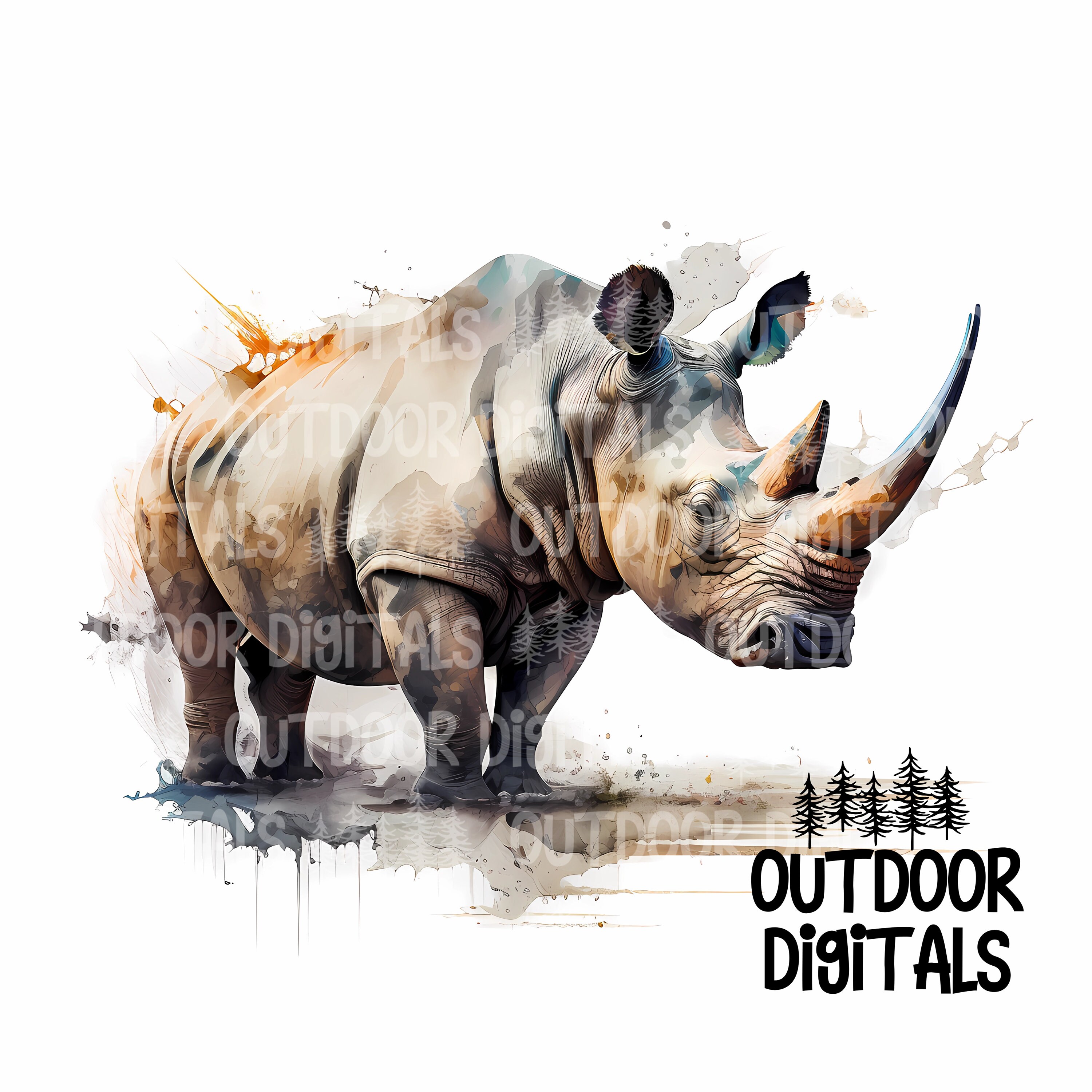 Rhino PNG Watercolor Rhino Clipart Rhino Wall Art Rhino - Etsy