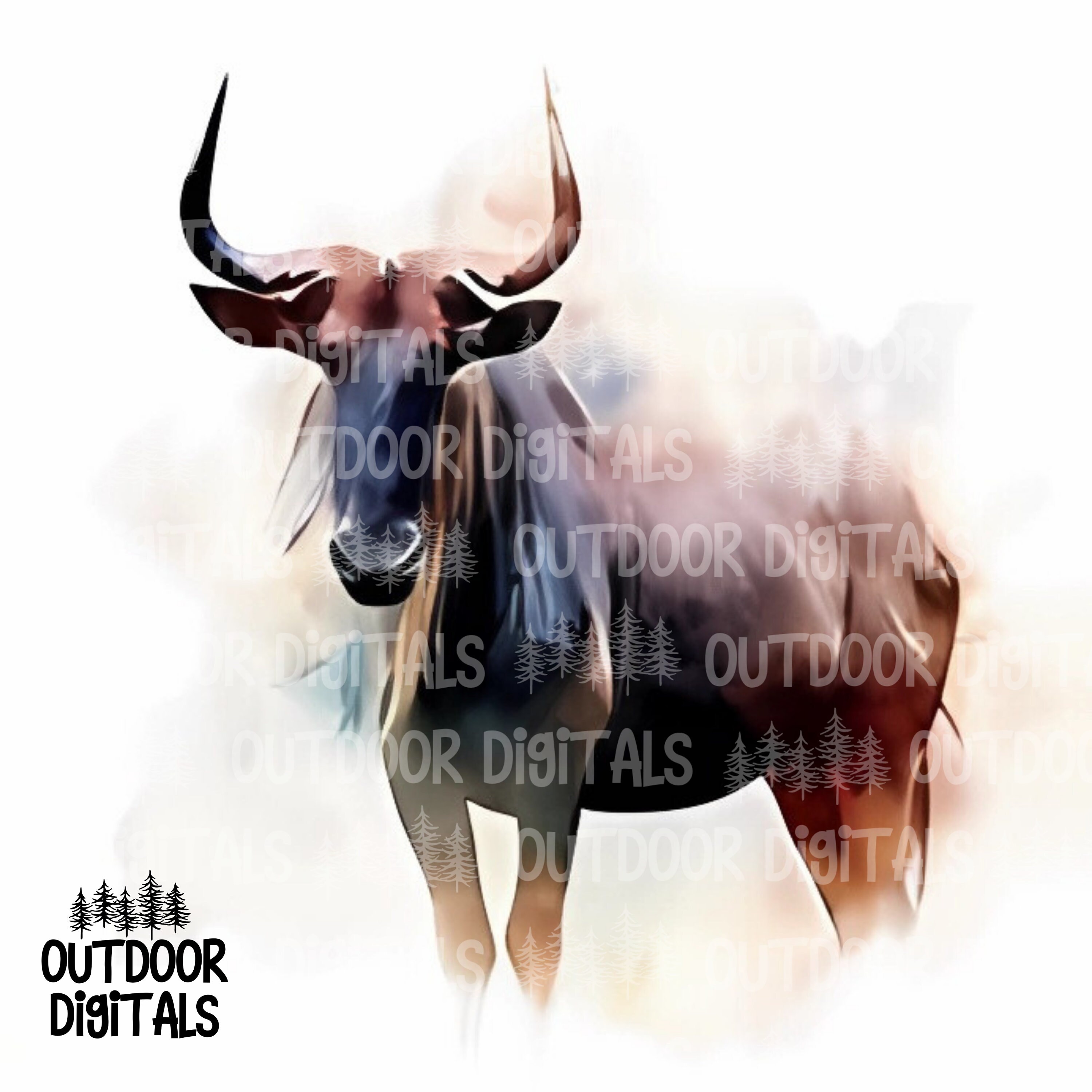 Wildebeest PNG Watercolor Wildebeest Wall Art Wildebeest - Etsy