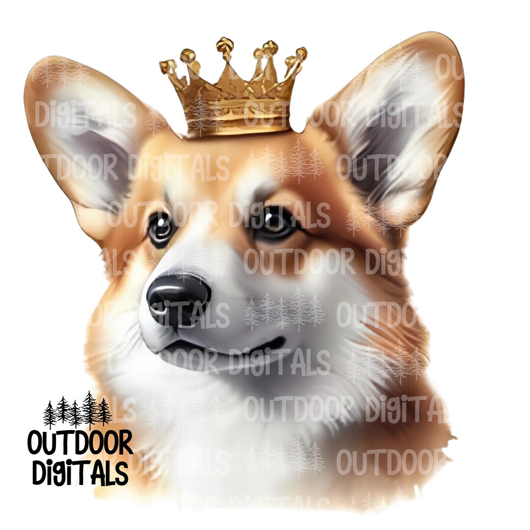 Corgi Crown PNG, Watercolor Corgi Crown Clipart, Corgi Crown Wall Art ...