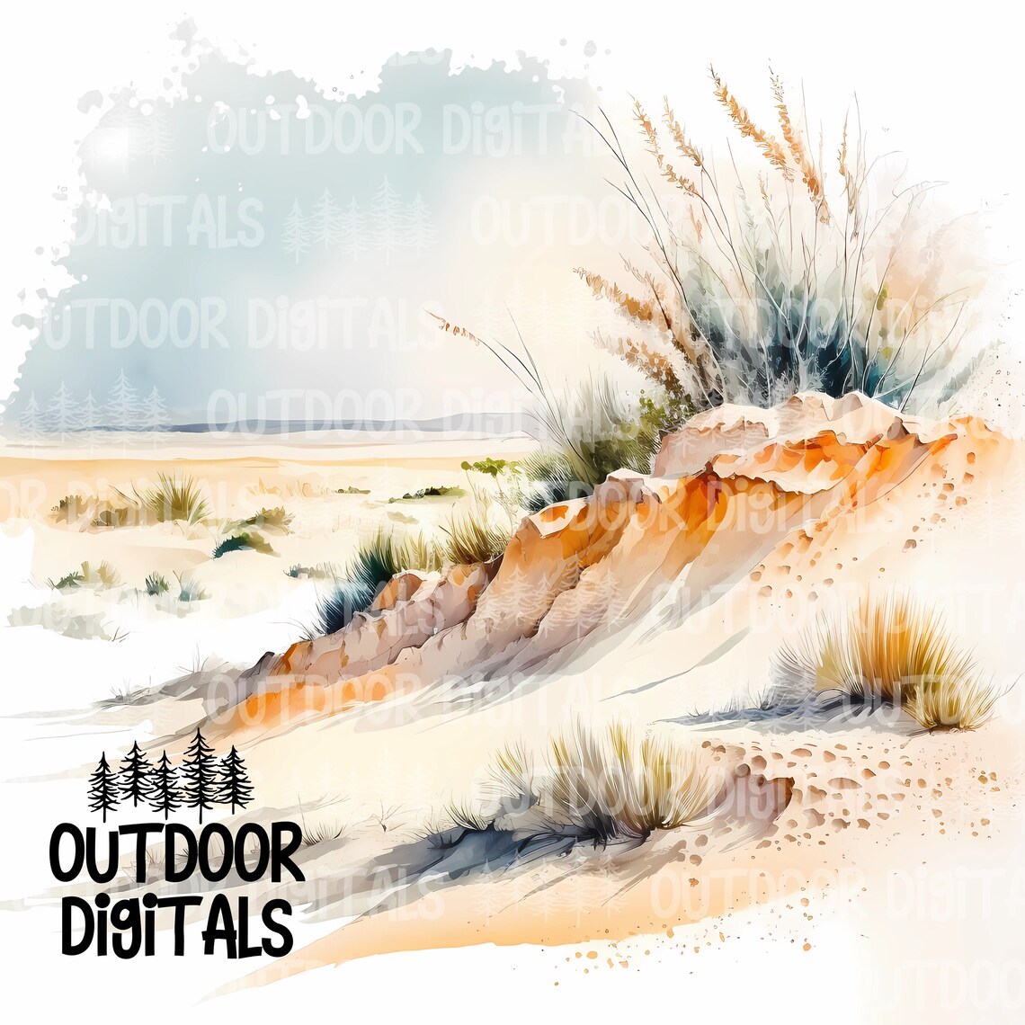 Beach Scene PNG, Watercolor Beach Scene Clipart, Beach Scene Wall Art ...