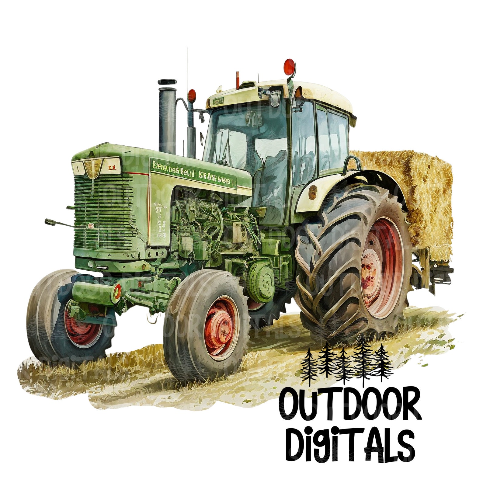 Tractor PNG, Watercolor Tractor Clip Art, Tractor Wall Art, Tractor ...