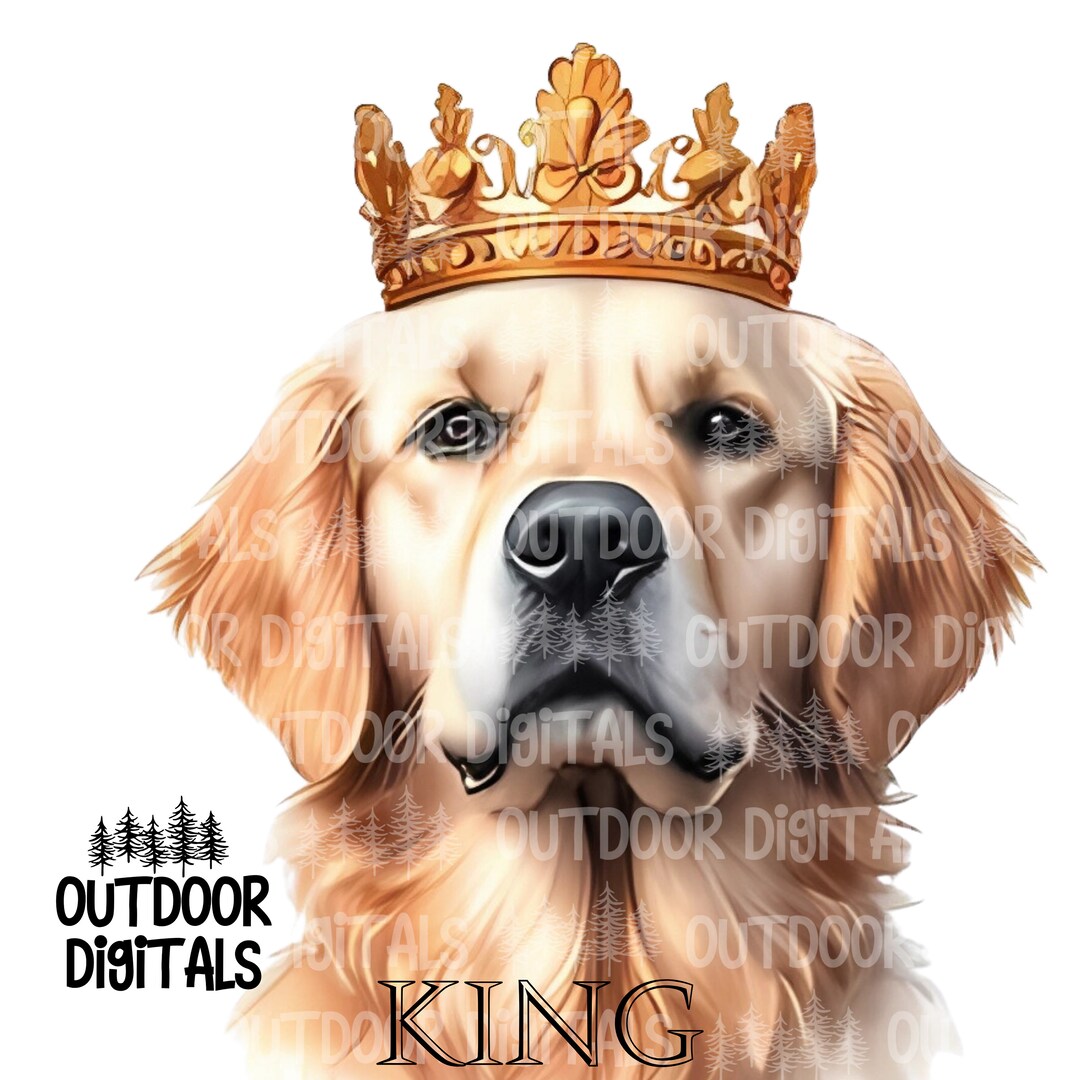 Golden Retriever Crown PNG, Watercolor Golden Retriever King, Golden Retriever Sublimation & Art ...