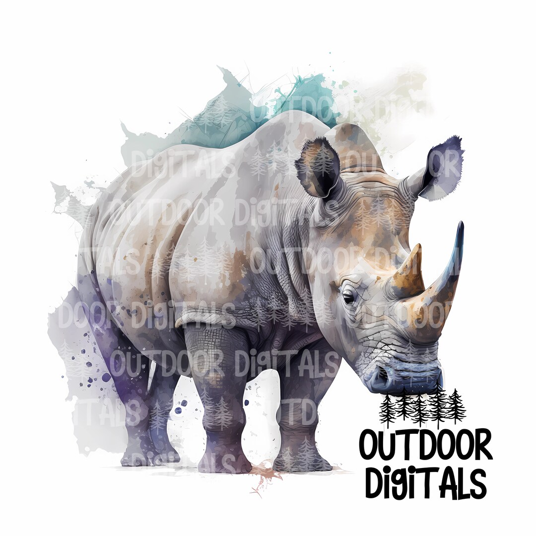 Rhino PNG, Watercolor Rhino Clipart, Rhino Wall Art, Rhino Nursery Art ...