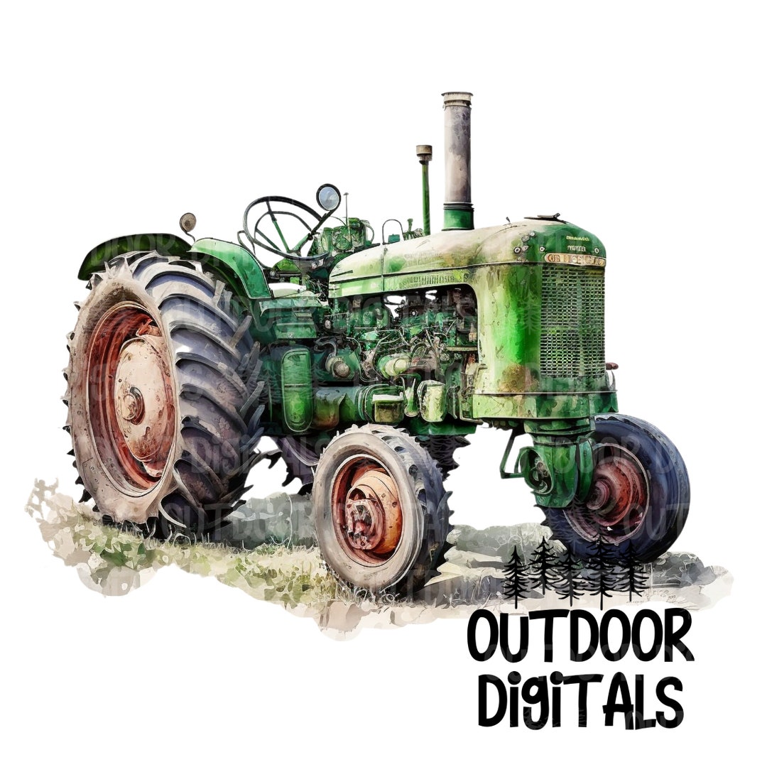 Old Farm Tractor PNG, Watercolor Tractor Clipart, Tractor Wall Art ...