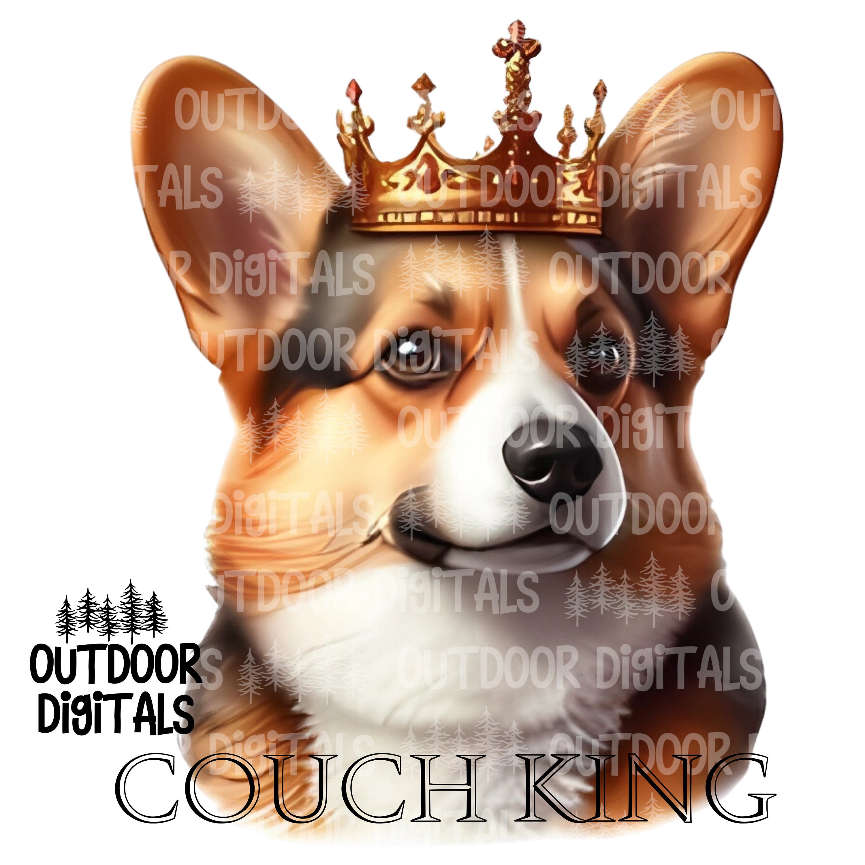 Corgi King PNG Watercolor Corgi Crown King Clipart Corgi - Etsy