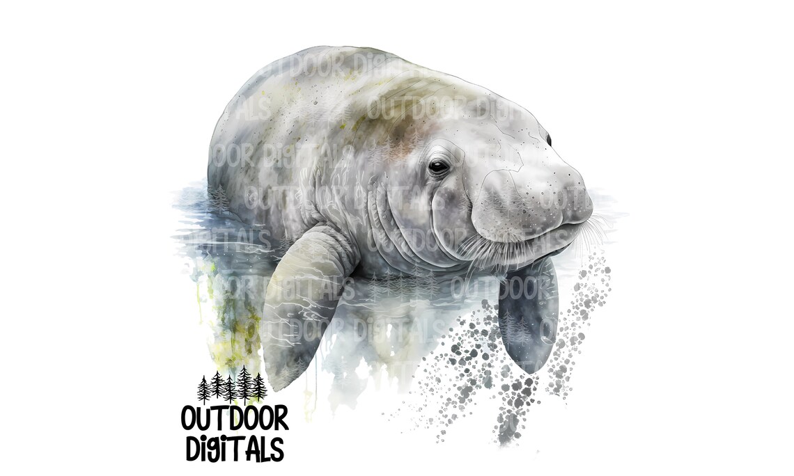 Manatee PNG, Watercolor Manatee Clipart, Manatee Wall Art, Manatee ...