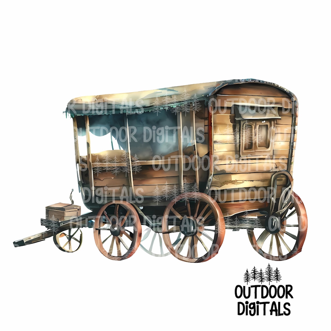 Covered Wagon PNG, Watercolor Covered Wagon Clipart, Covered Wagon Art ...