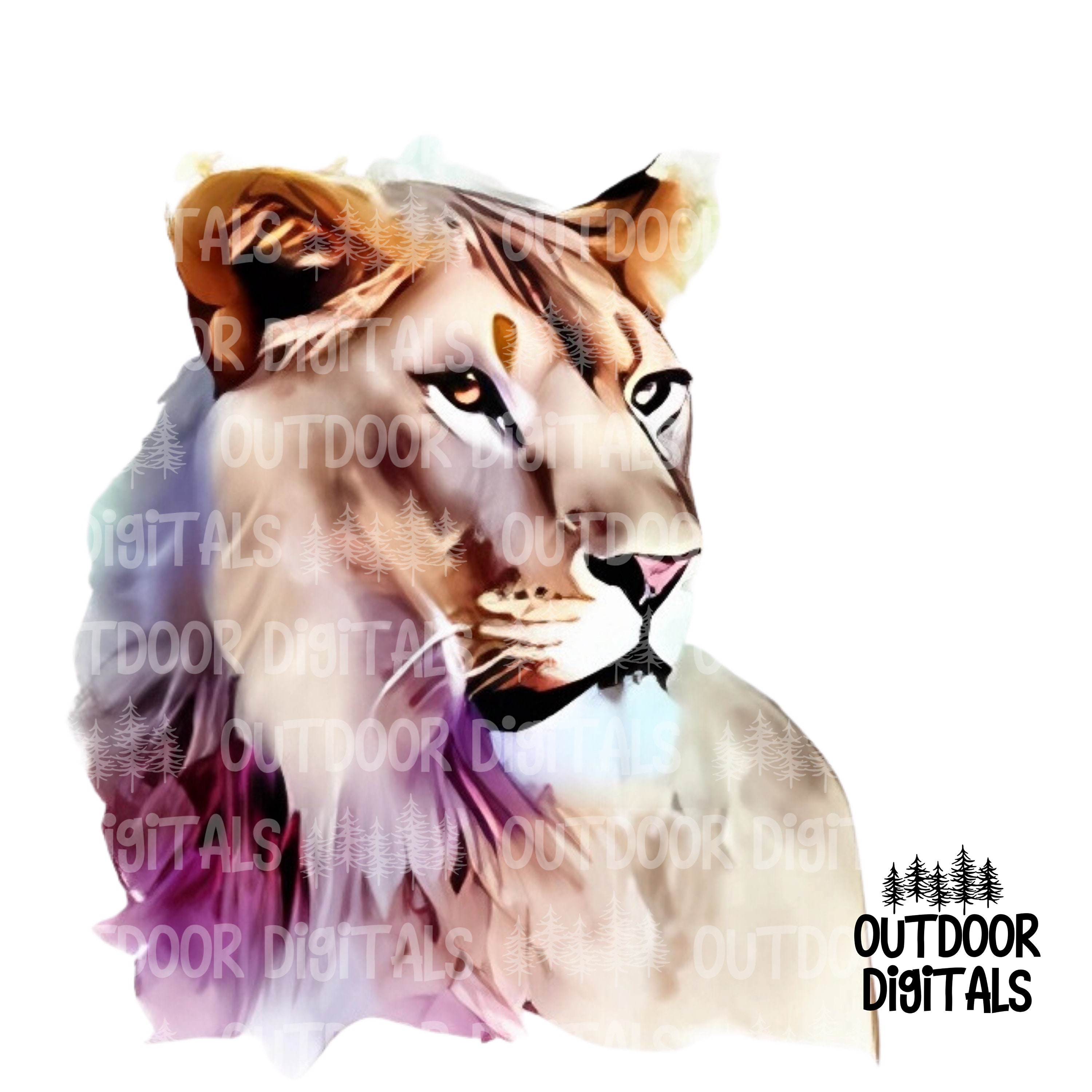 Lion PNG Watercolor Lion Clipart African Animal Art Lion - Etsy