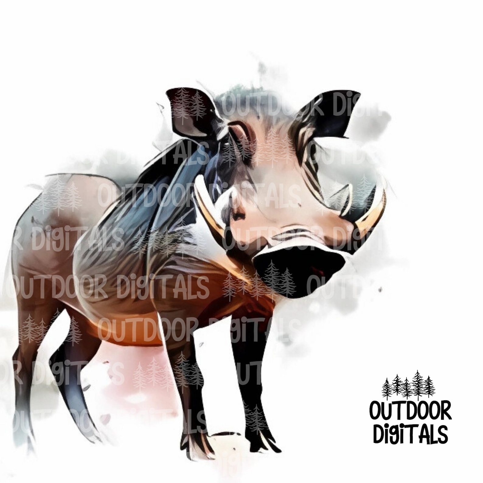 Warthog PNG, Watercolor Warthog Clipart, Warthog Wall Art, Warthog ...