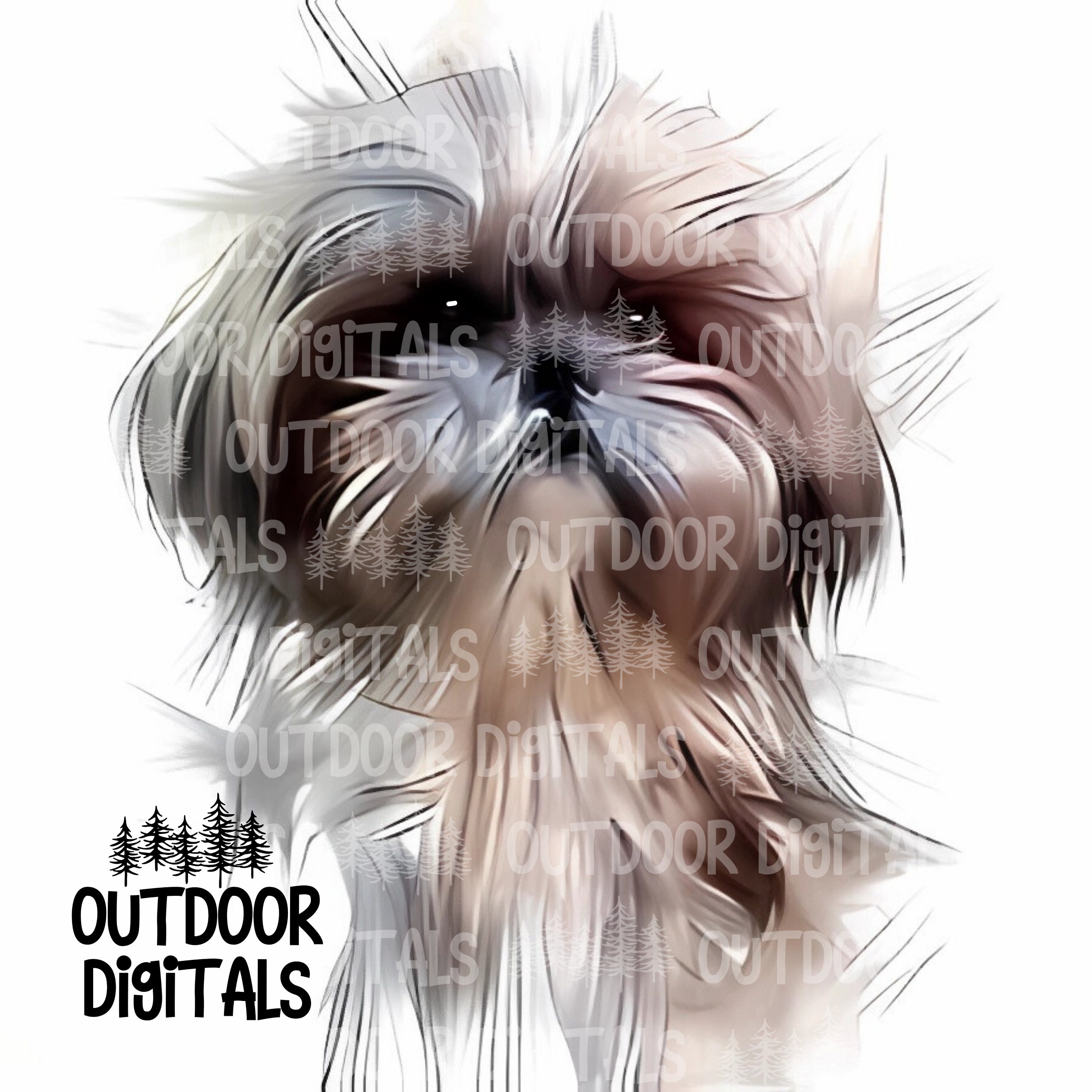 Shih Tzu PNG, Abstract Sketch Shih Tzu, Black & White Shih Tzu Wall Art ...