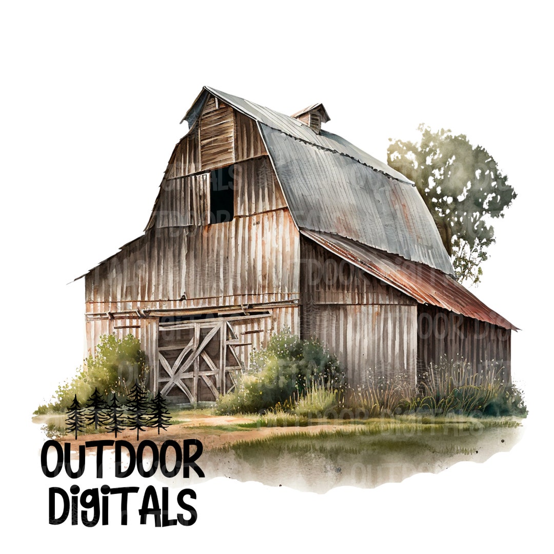 Rustic Old Barn PNG Watercolor Barn Clip Art Old Barn Wall - Etsy