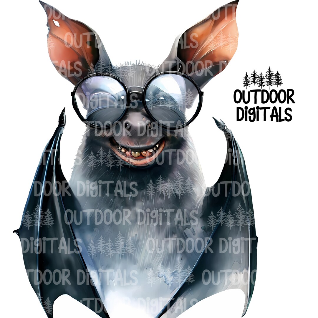 Funny Bat PNG, Bat With Glasses, Watercolor Funny Bat Clipart ...