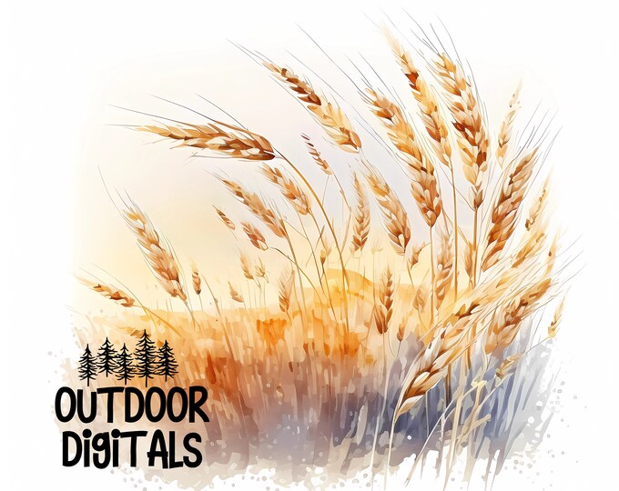Wheat PNG, Watercolor Wheat Clip Art, Wheat Wall Art, Farm Sublimation ...