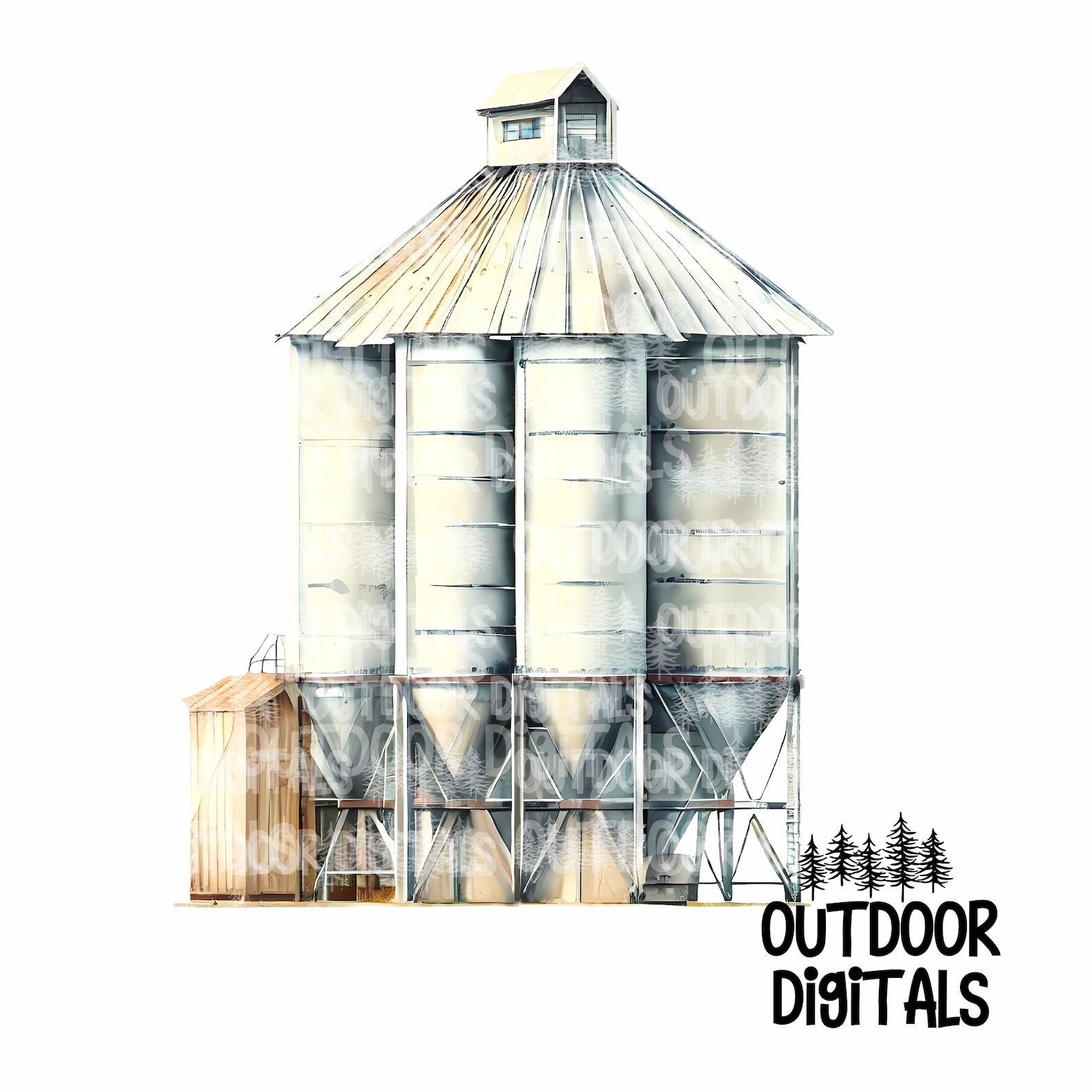 Grain Silo PNG Watercolor Silo Clipart Silo Wall Art Silo - Etsy