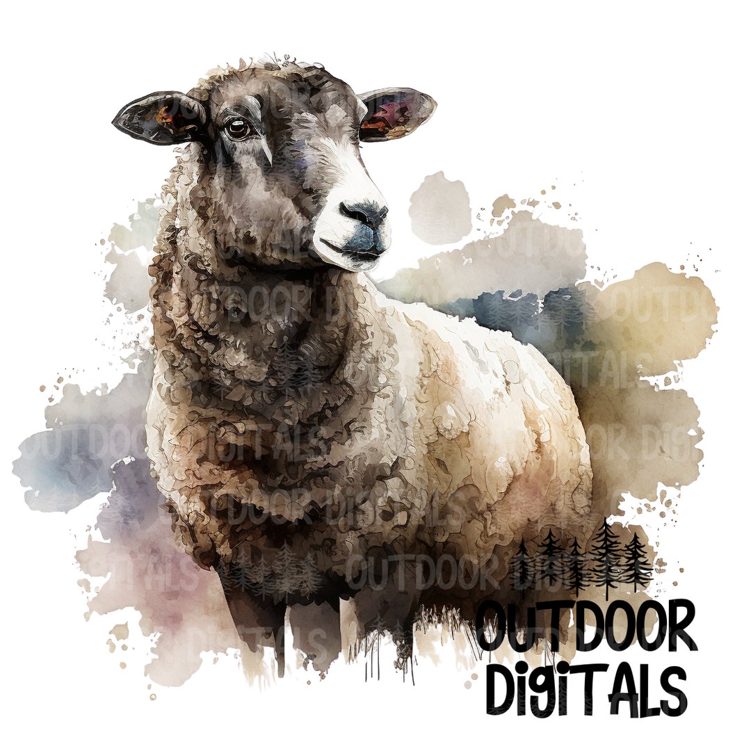 Farm Sheep PNG, Watercolor Sheep Clip Art, Sheep Wall Art, Sheep ...