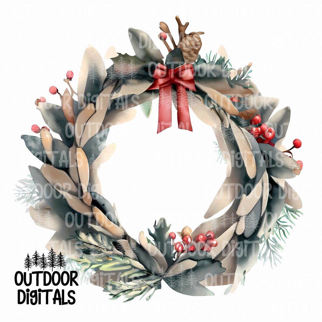Wreath PNG, Watercolor Wreath Clipart, Christmas Wreath Wall Art ...