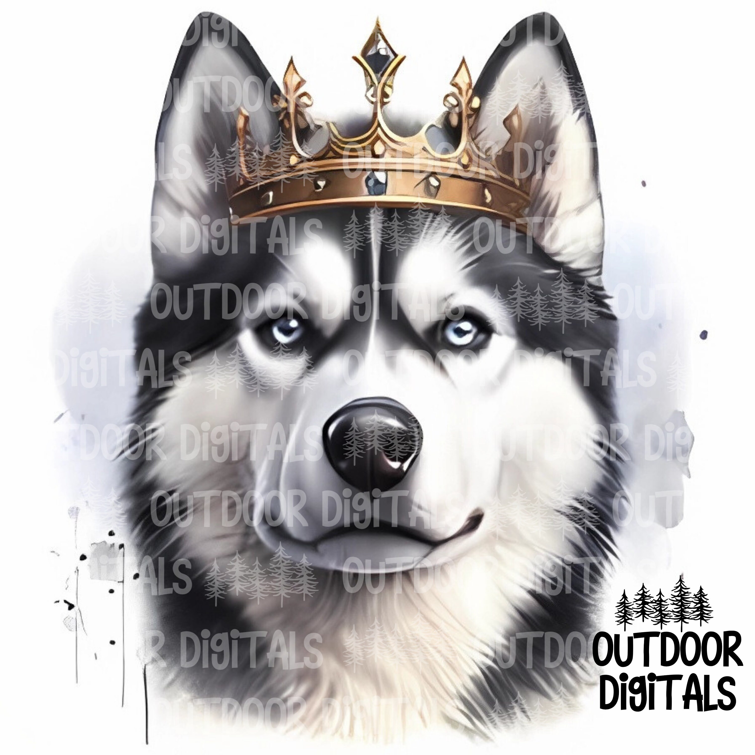 Husky Crown PNG, Watercolor Husky Crown Clipart, Husky Wall & Nursery ...