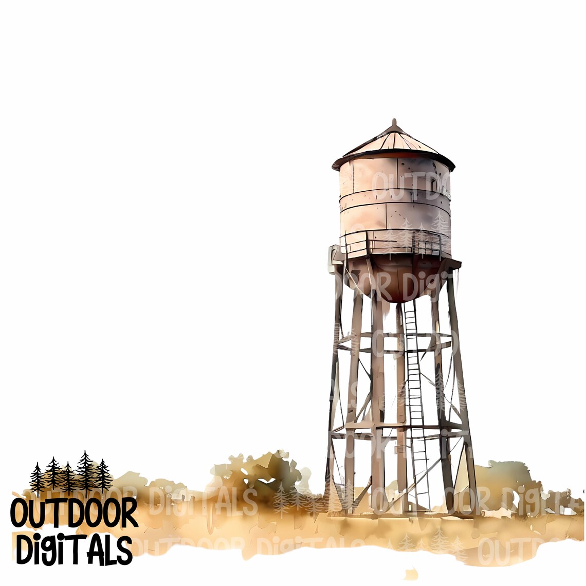 Old Water Tower PNG, Watercolor Water Tower Clipart, Water Tower Wall ...