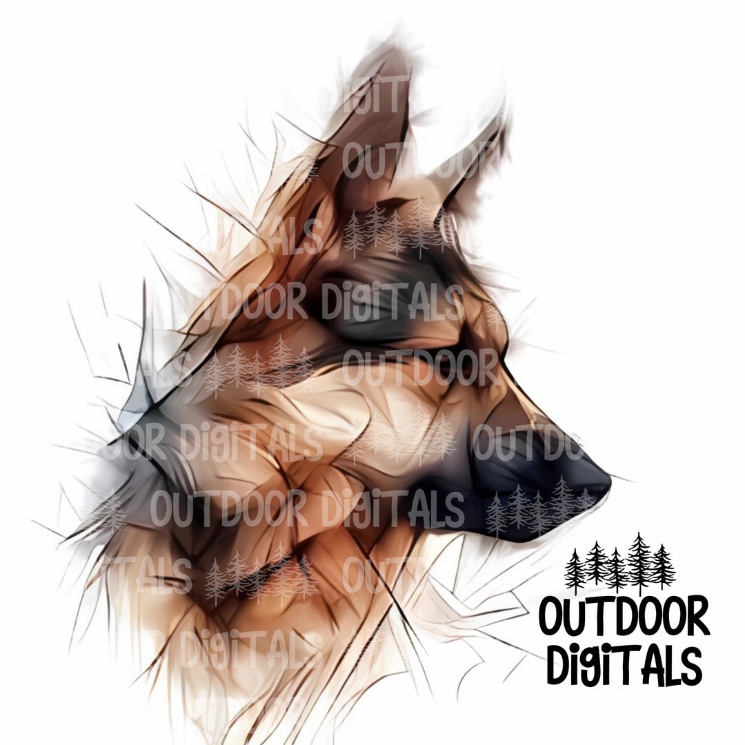 German Shepherd PNG, Abstract Sketch German Shepherd, German Shepherd ...