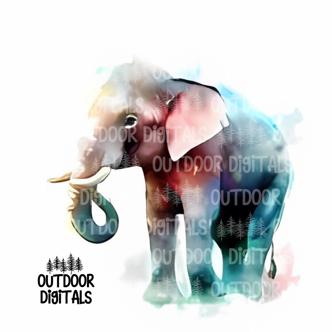 Elephant PNG, Watercolor Elephant Clipart, Elephant Wall Art, Elephant ...