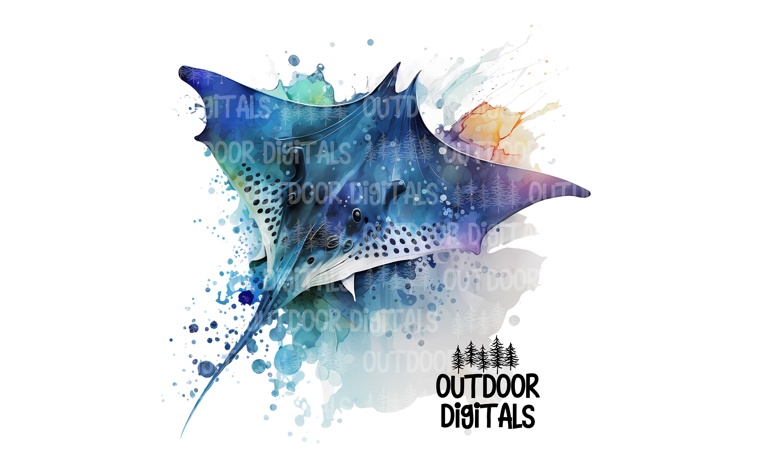 Manta Ray PNG, Watercolor Manta Ray Clipart, Manta Ray Wall & Nursery ...