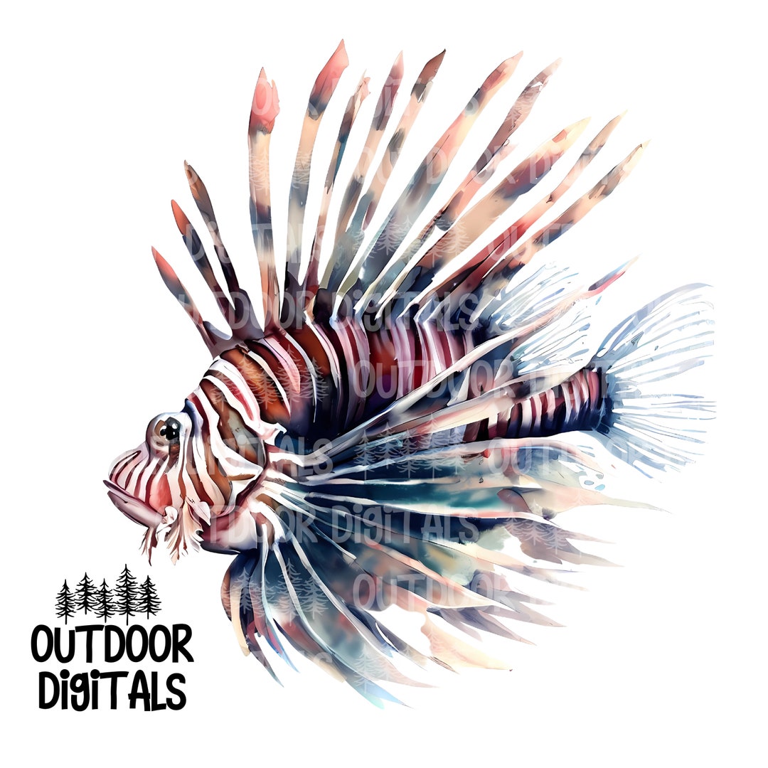 Lion Fish PNG, Watercolor Lion Fish Clipart, Lion Fish Wall & Nursery ...