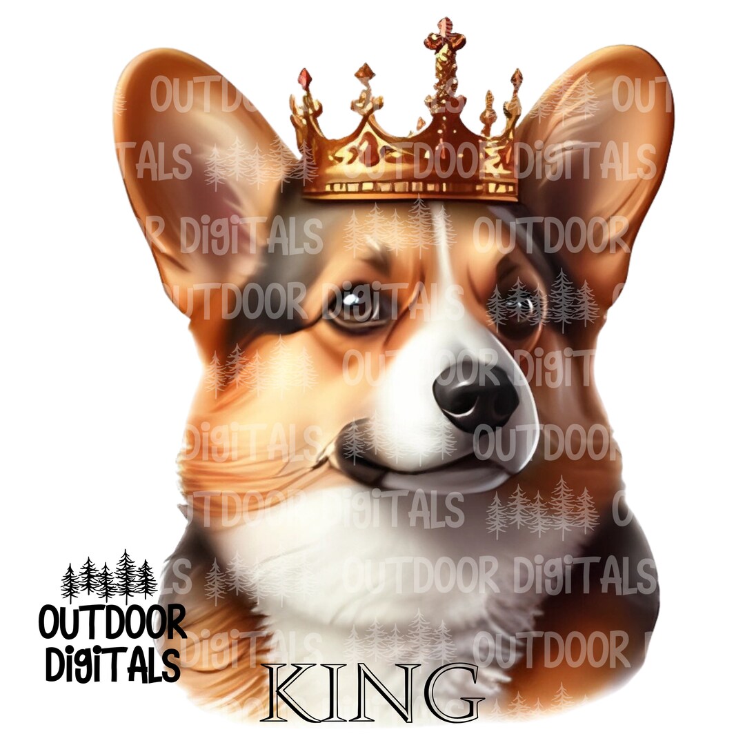 Corgi King PNG, Watercolor Corgi Crown King Clipart, Corgi Crown Art ...