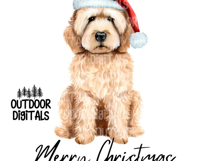 Goldendoodle PNG, Watercolor Goldendoodle Clipart, Christmas Wall Art ...