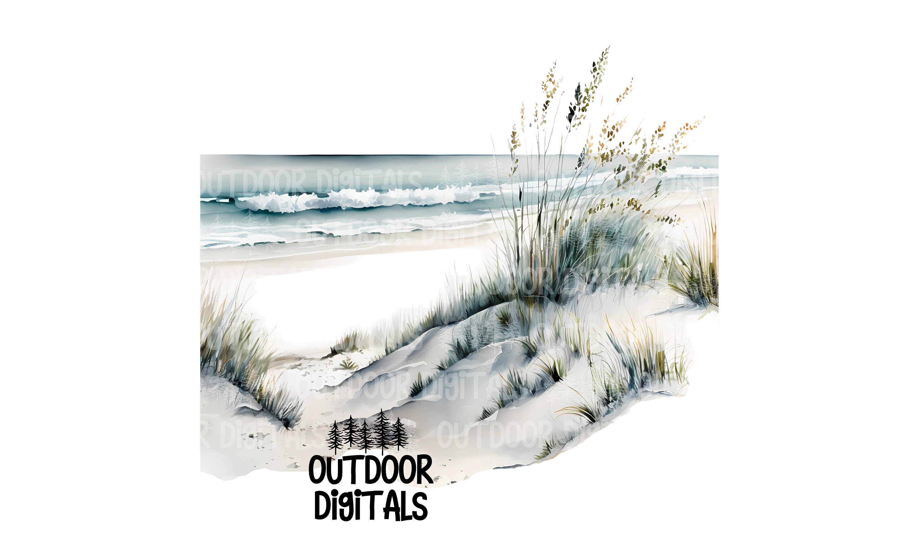 Beach Scene PNG, Watercolor Beach Scene Clipart, Beach Scene Wall Art ...