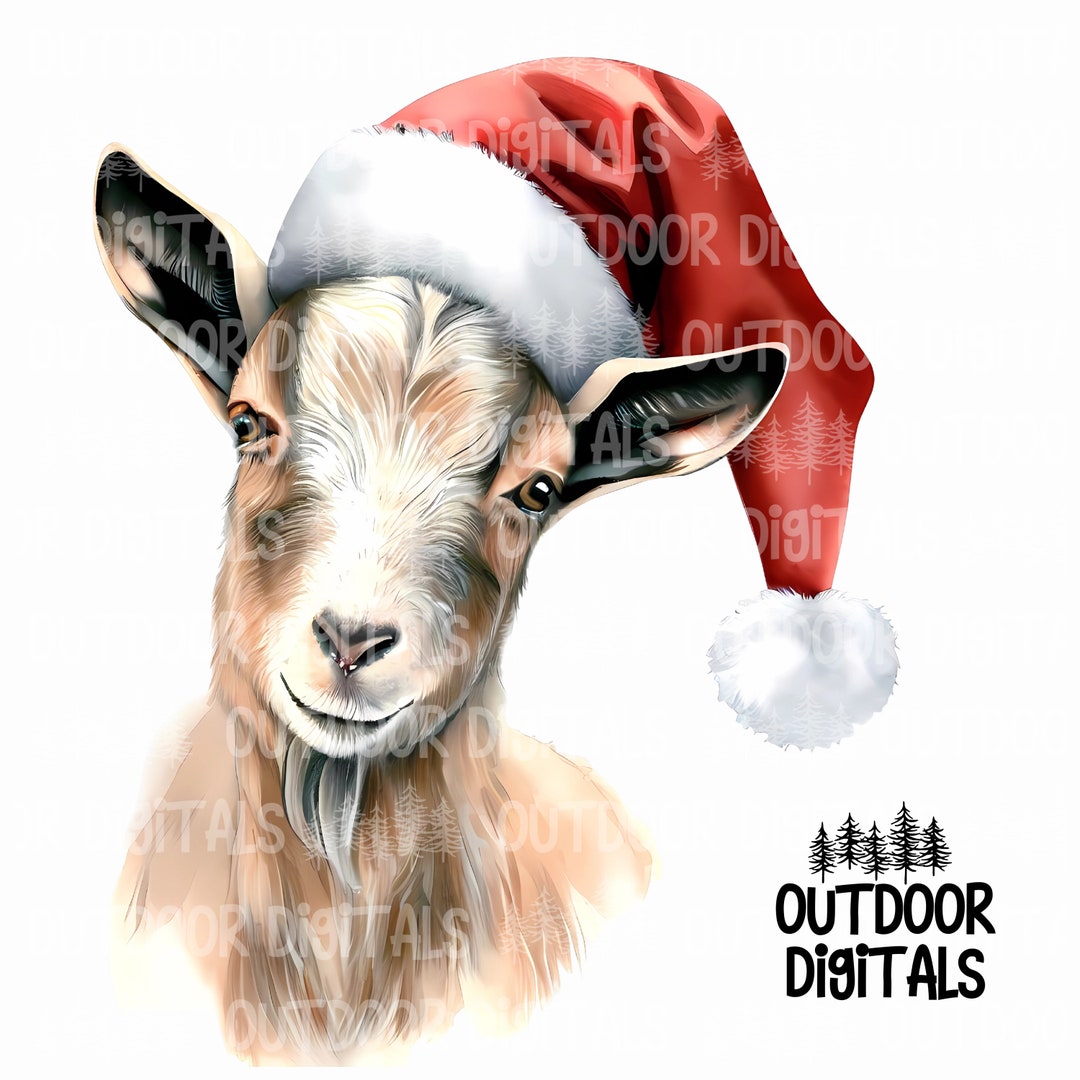 Goat Santa PNG Watercolor Goat Clipart Christmas Goat Wall - Etsy