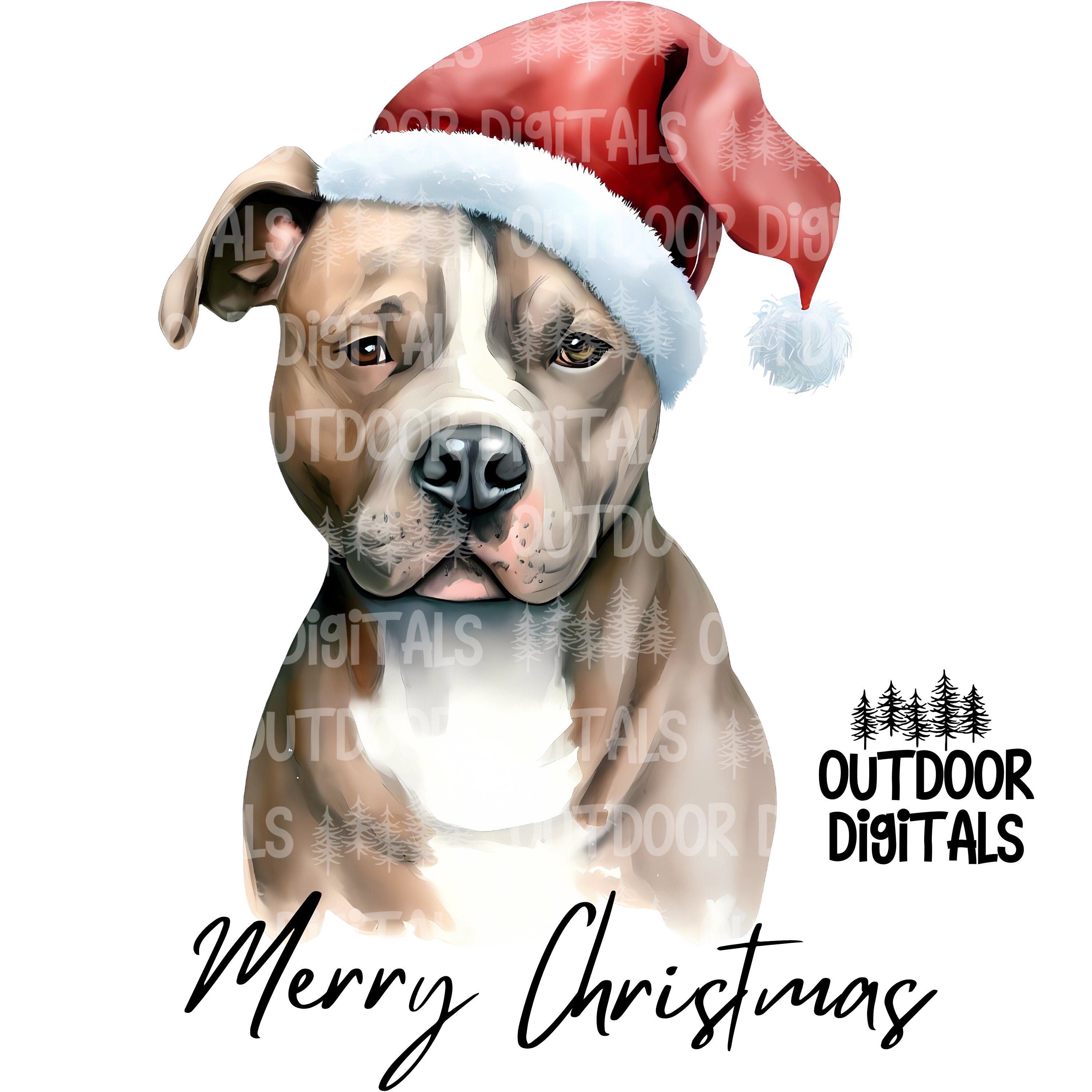 Pitbull PNG, Watercolor Pitbull Clipart, Christmas Pitbull Art, Pitbull ...