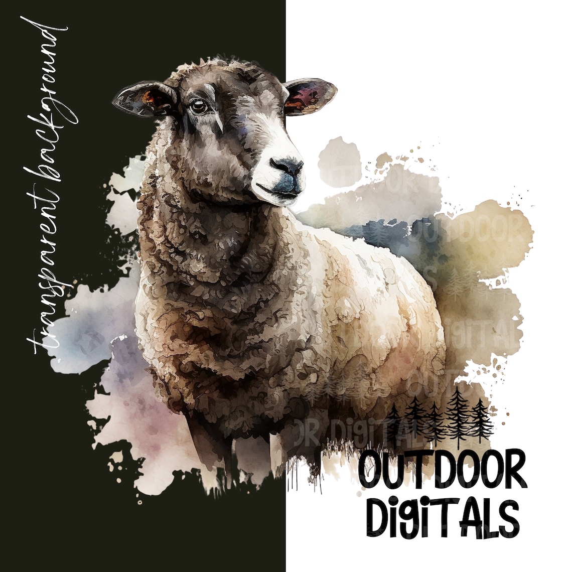 Farm Sheep PNG, Watercolor Sheep Clip Art, Sheep Wall Art, Sheep ...