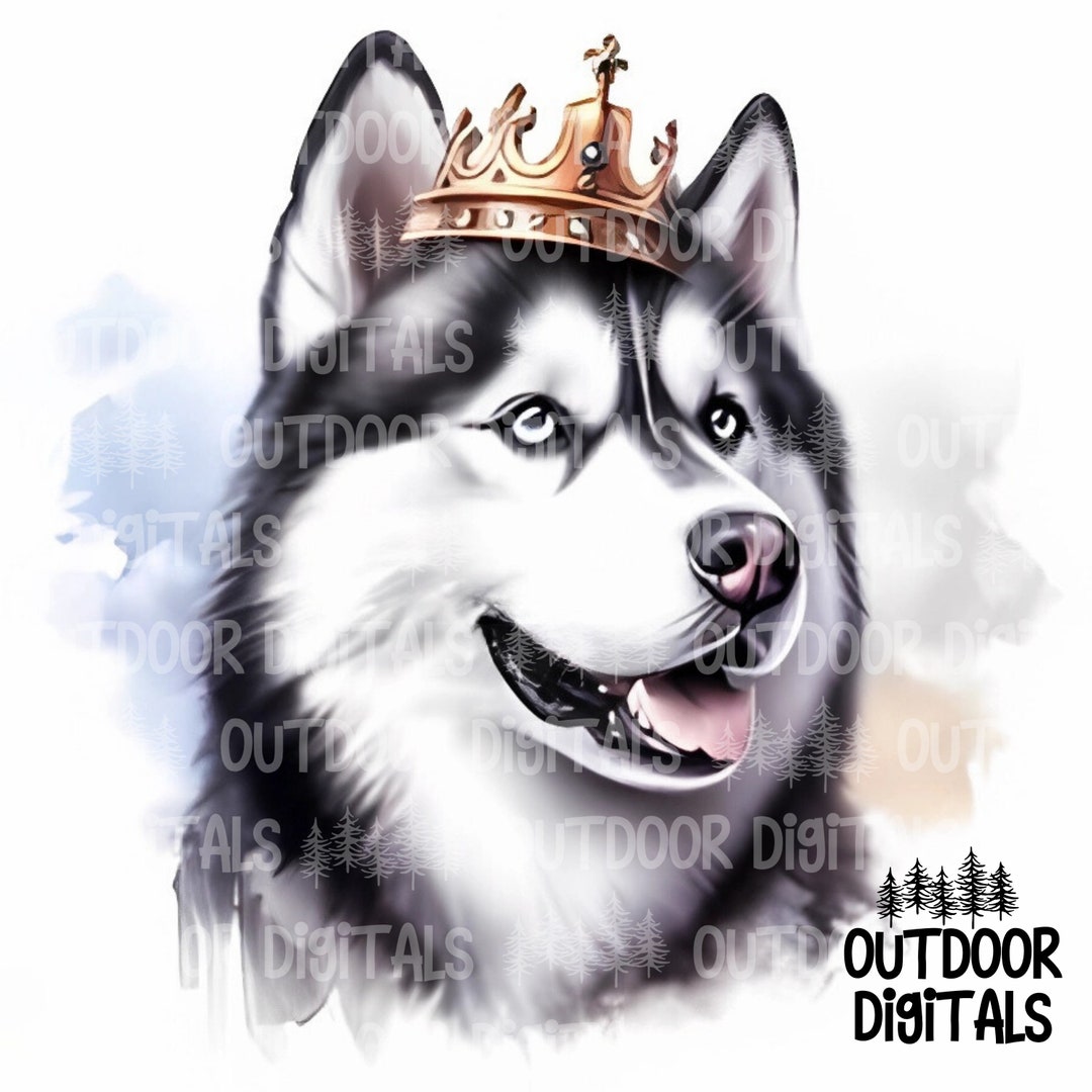 Husky Crown PNG Watercolor Husky Crown Clipart Husky Wall & - Etsy