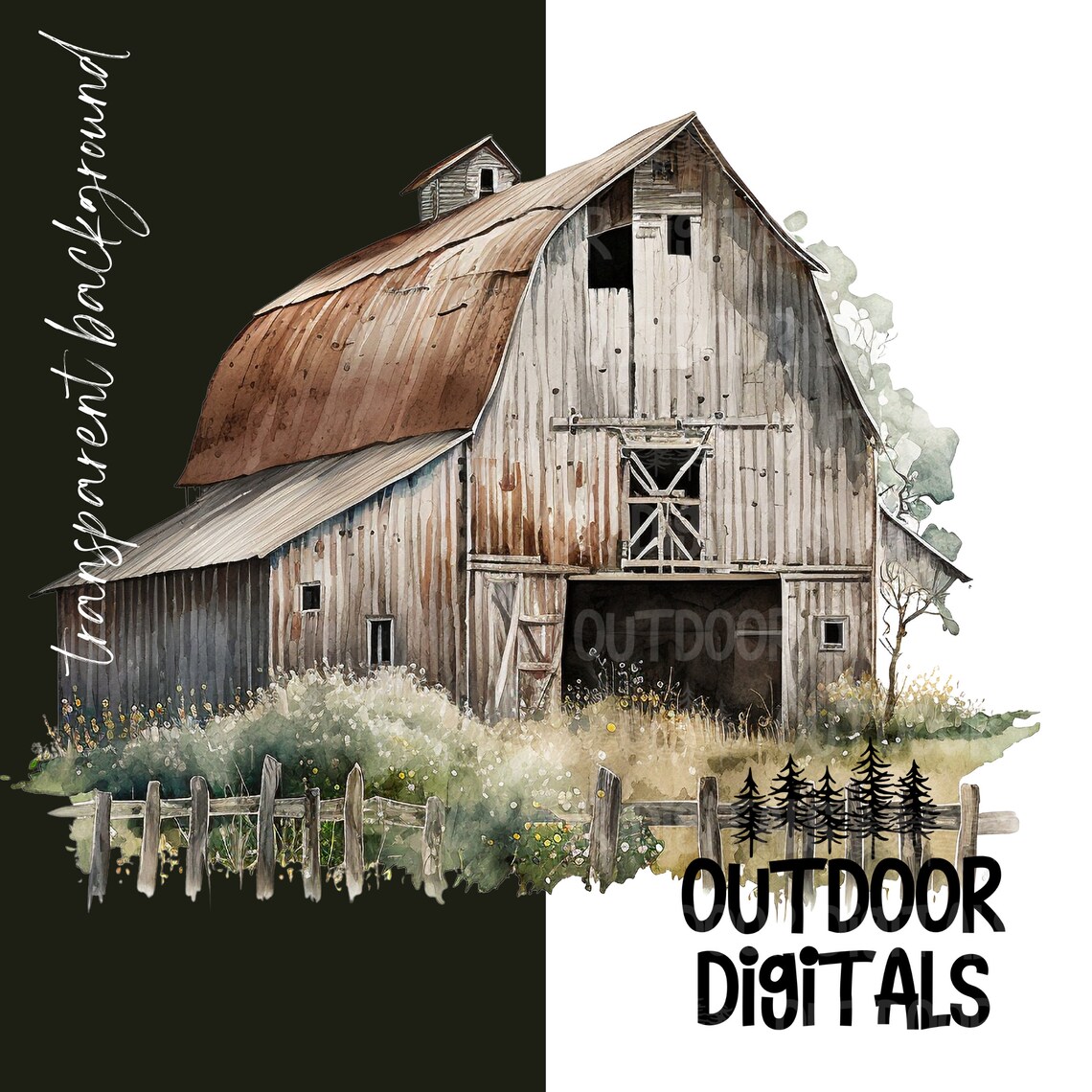 Rustic Old Barn PNG, Watercolor Barn Clip Art, Old Barn Wall Art, Farm Sublimation PNG, Farm ...