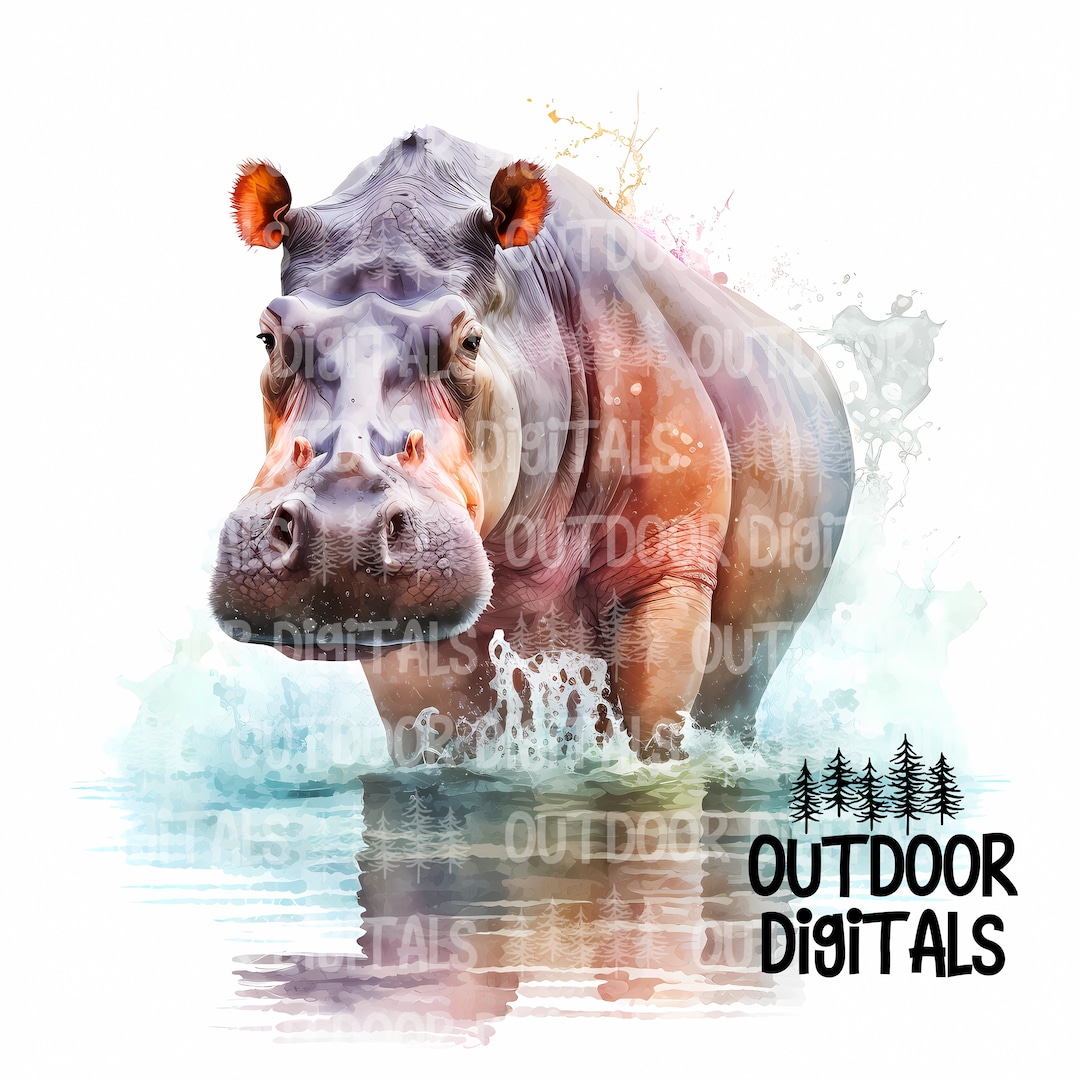 Hippo PNG Watercolor Hippo Clipart Hippo Art Hippo Nursery - Etsy