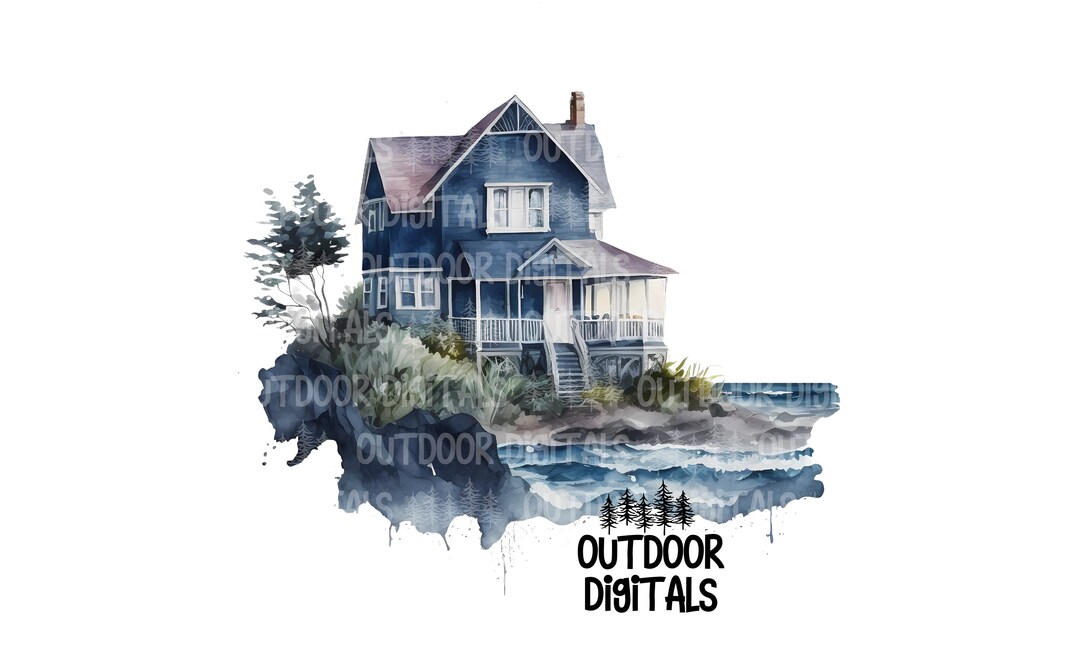 Beach House PNG, Watercolor Beach House Clipart, Beach House Wall Art ...