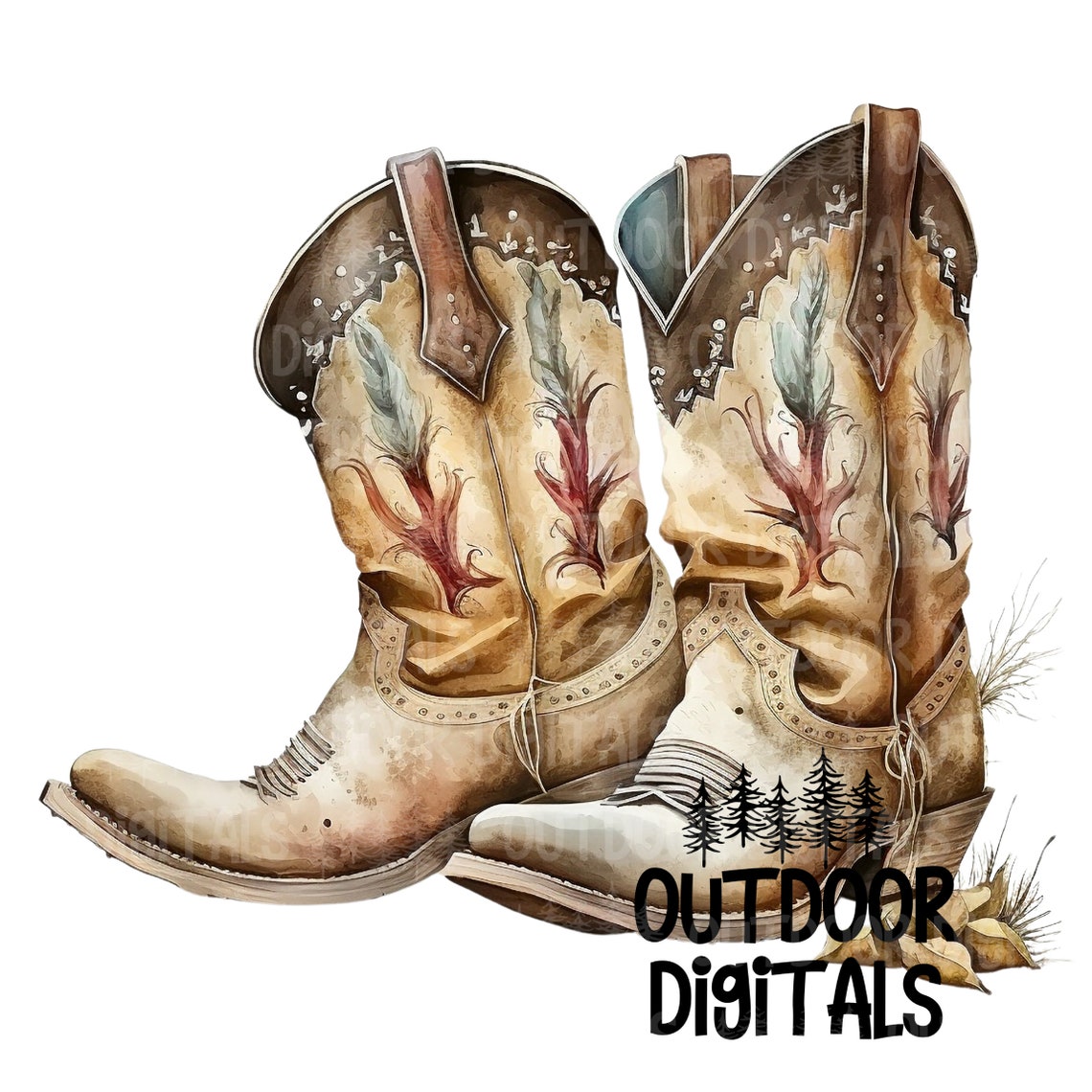 Cowboy Boots PNG, Watercolor Cowboy Boots Clip Art, Cowboy Wall Art ...