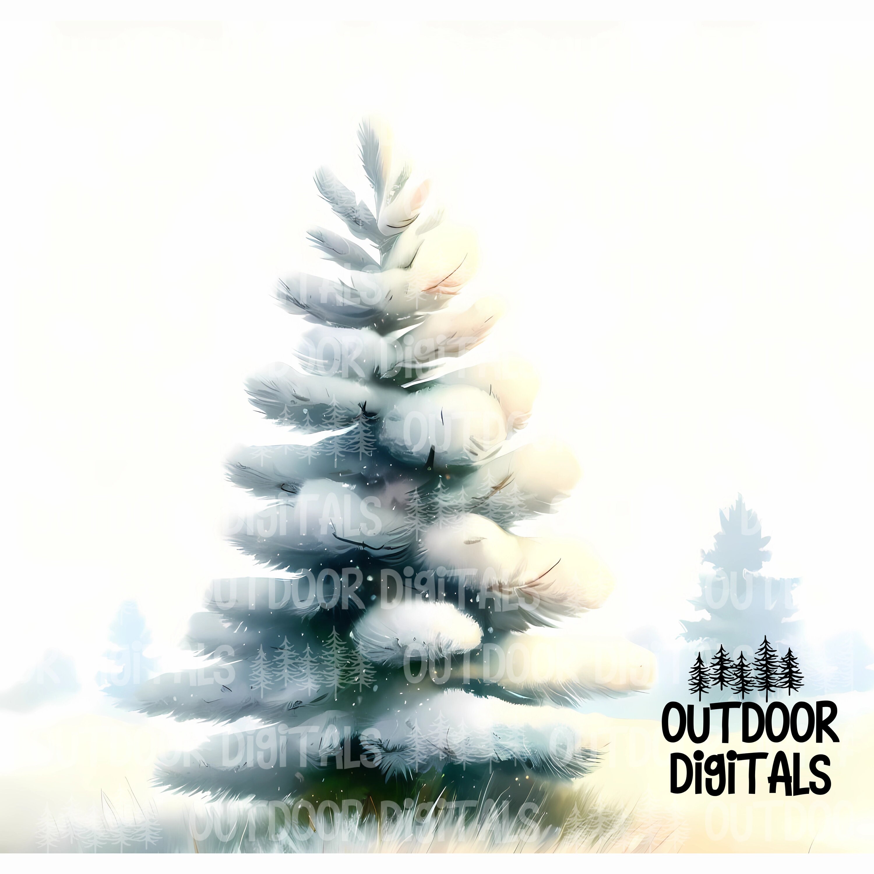 Pine Tree PNG, Watercolor Pine Tree Clipart, Christmas Pine Tree Wall ...