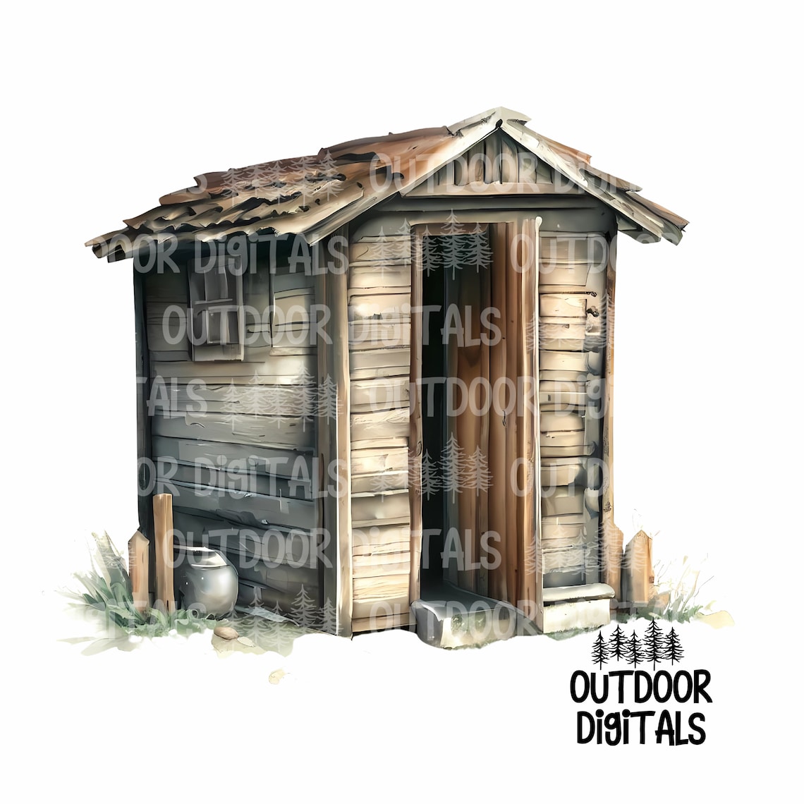 Old Outhouse PNG, Watercolor Old Outhouse Clipart, Old Outhouse Wall ...