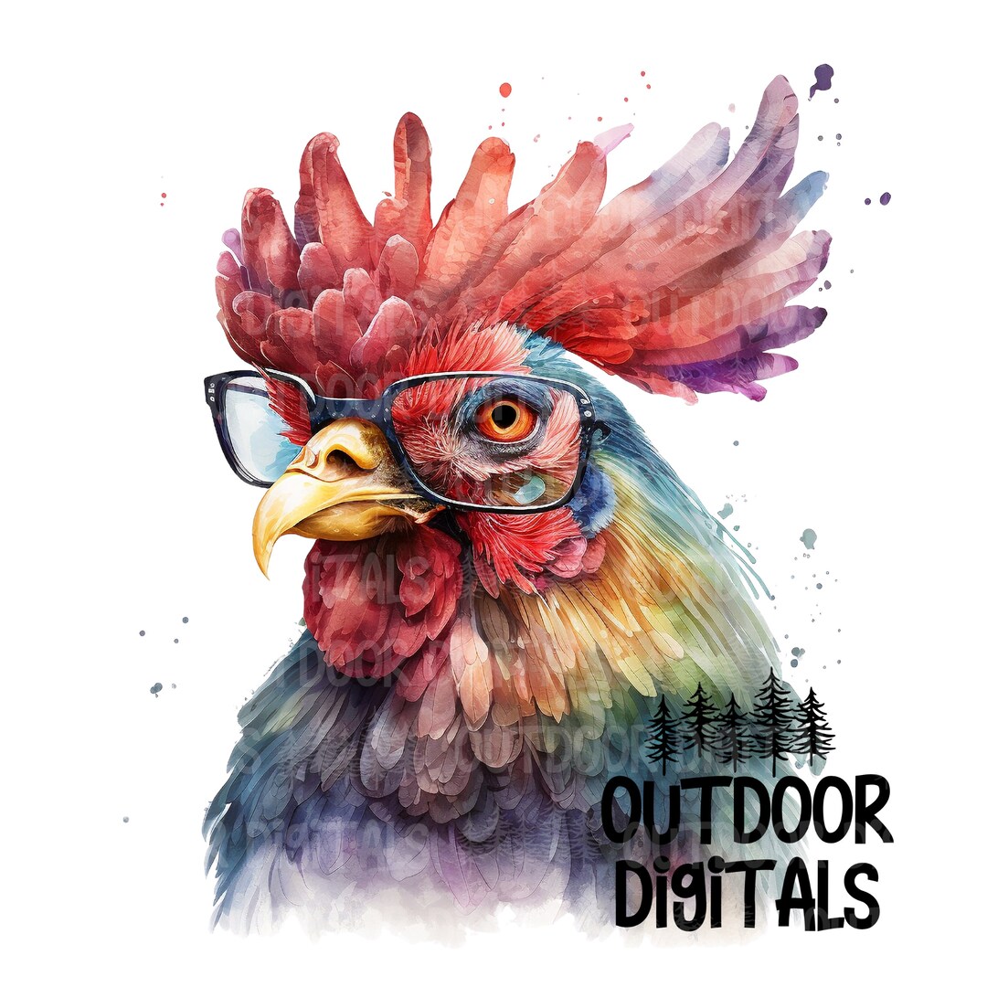 Lustige Hahn PNG, Aquarell Hahn PNG, Hahn Wandkunst, Hahn Sublimation ...